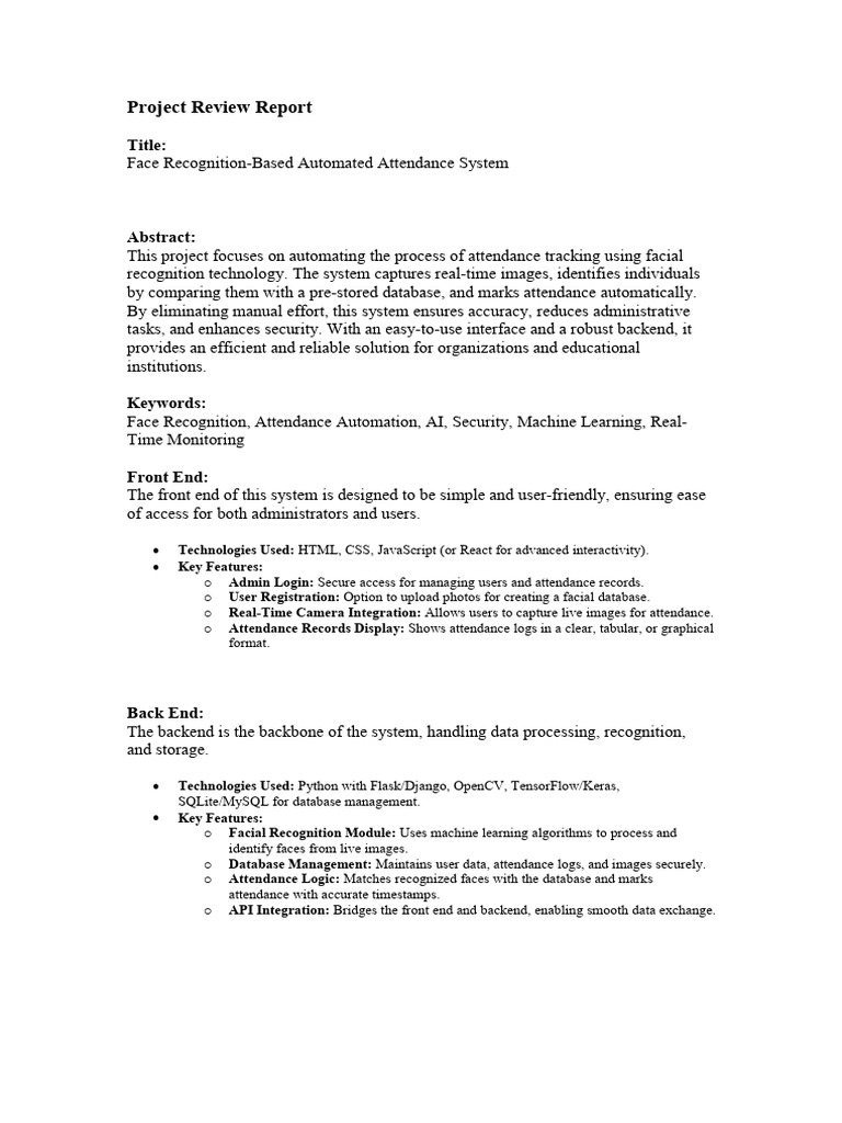 Automated Attendance Overview | PDF
