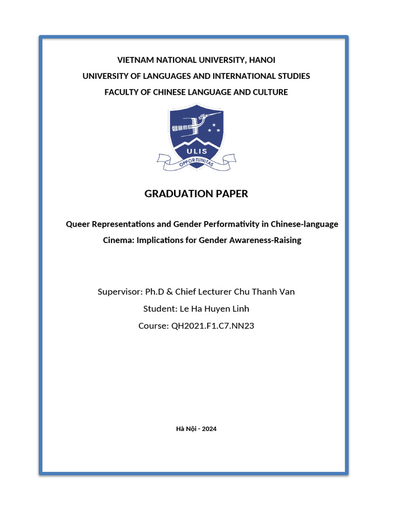 Lê Hà Huyền Linh_Đề Cương KLTN (1) | PDF | Gender | Gender Studies