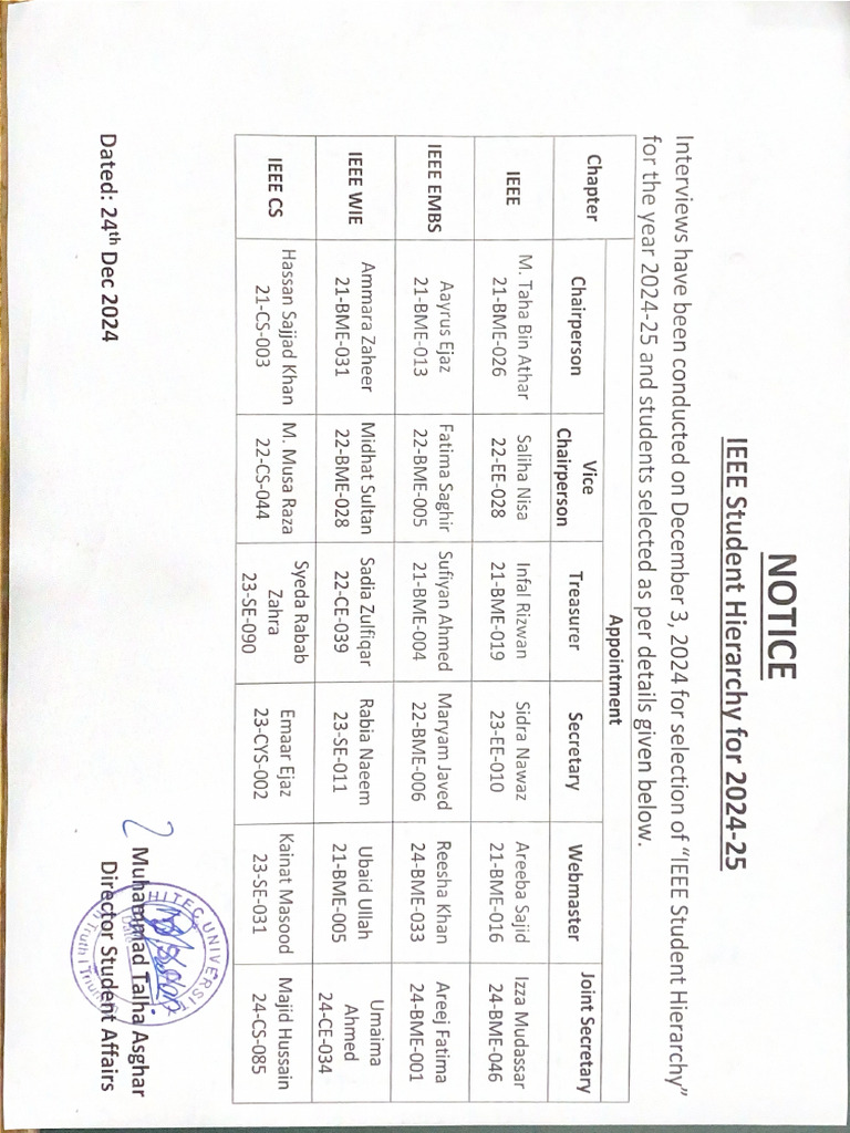 IEEE Student Hierarchy For 2024-25-1 | PDF