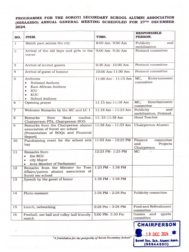 Program for the Alumni AGM | PDF