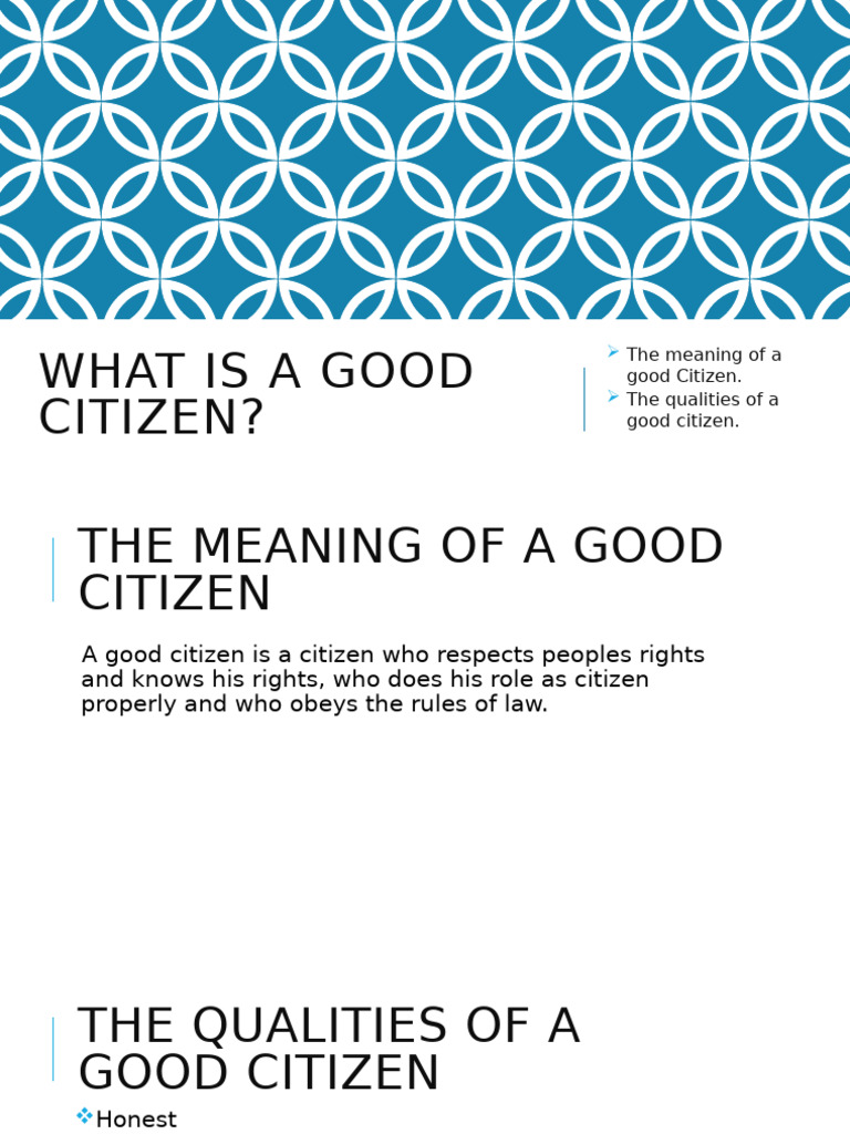 Qualities of a Good Citizen | PDF