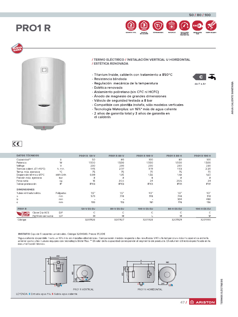 Termo Ariston Pro1 R | PDF