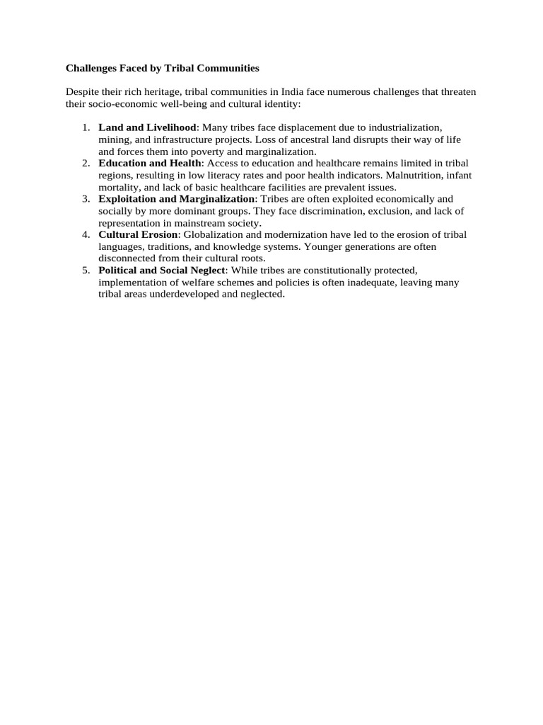 Challenges for Tribal Communities in India | PDF