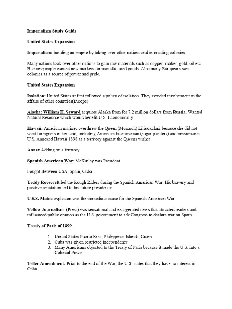 U.S. Imperialism Overview Guide | PDF | The United States | Global Politics