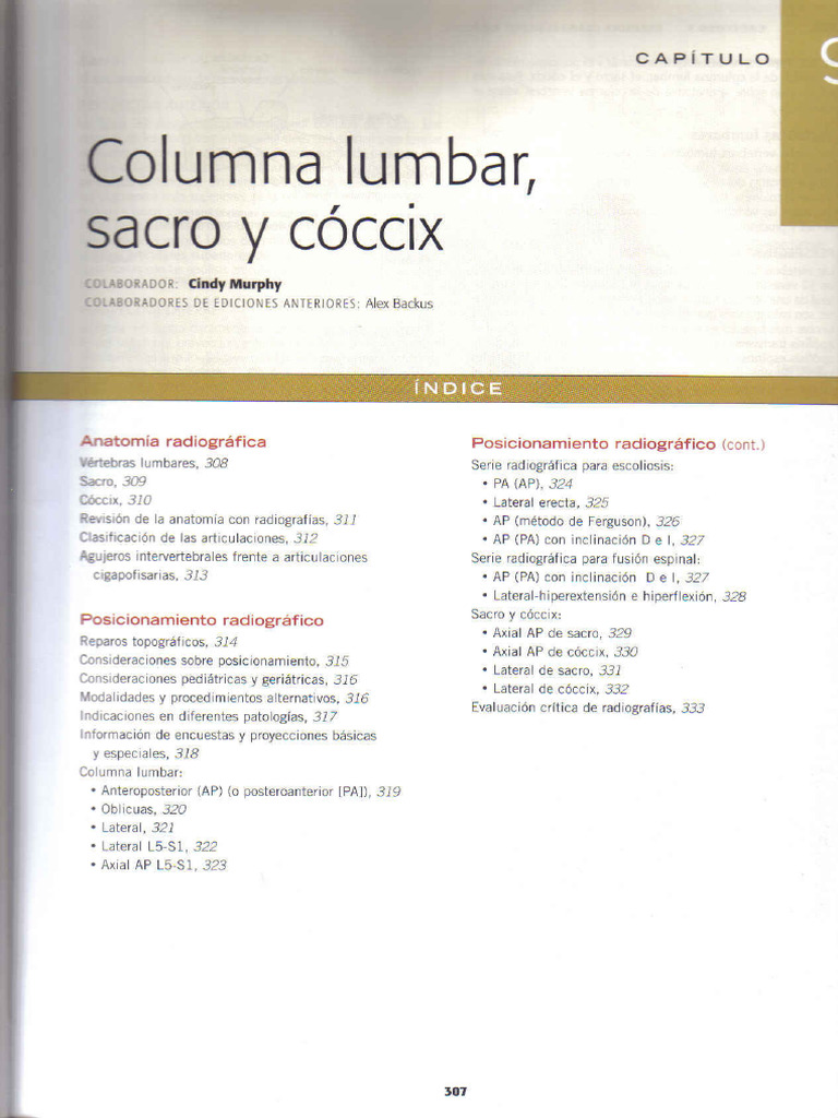 Cap 9 Columna Lumbar, Sacro y Coccix | PDF