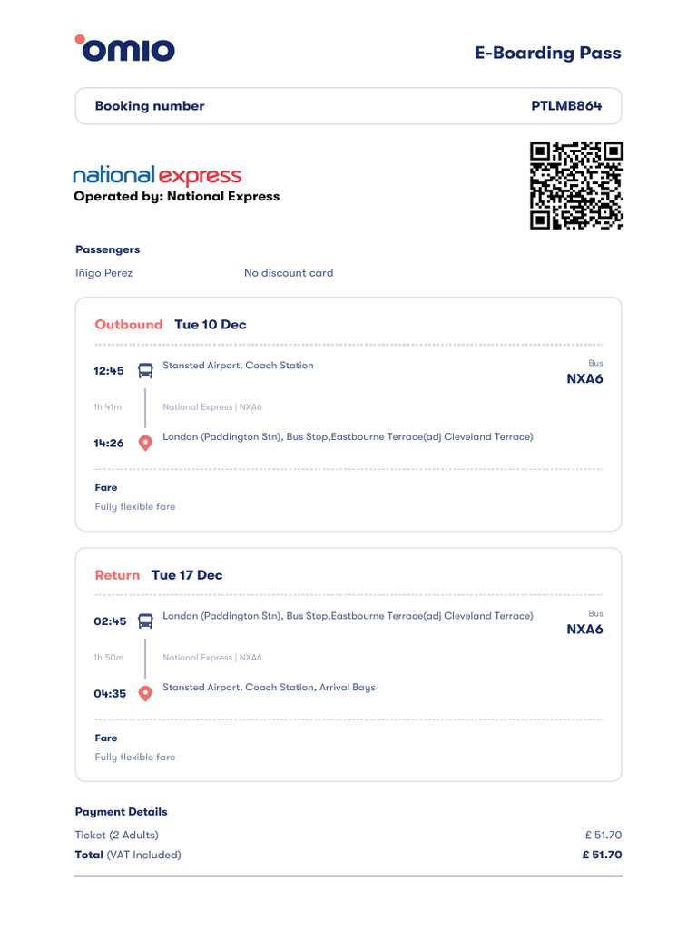 National Express A6 Booking Details | PDF