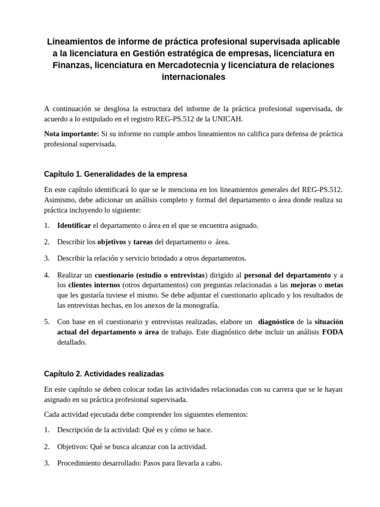 Lineamientos de Informe de Prã¡ctica Profesional Supervisada - Ciencias Administrativas y ...