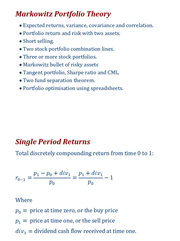 6_Markowitz_portfolio_theory | PDF | Modern Portfolio Theory ...