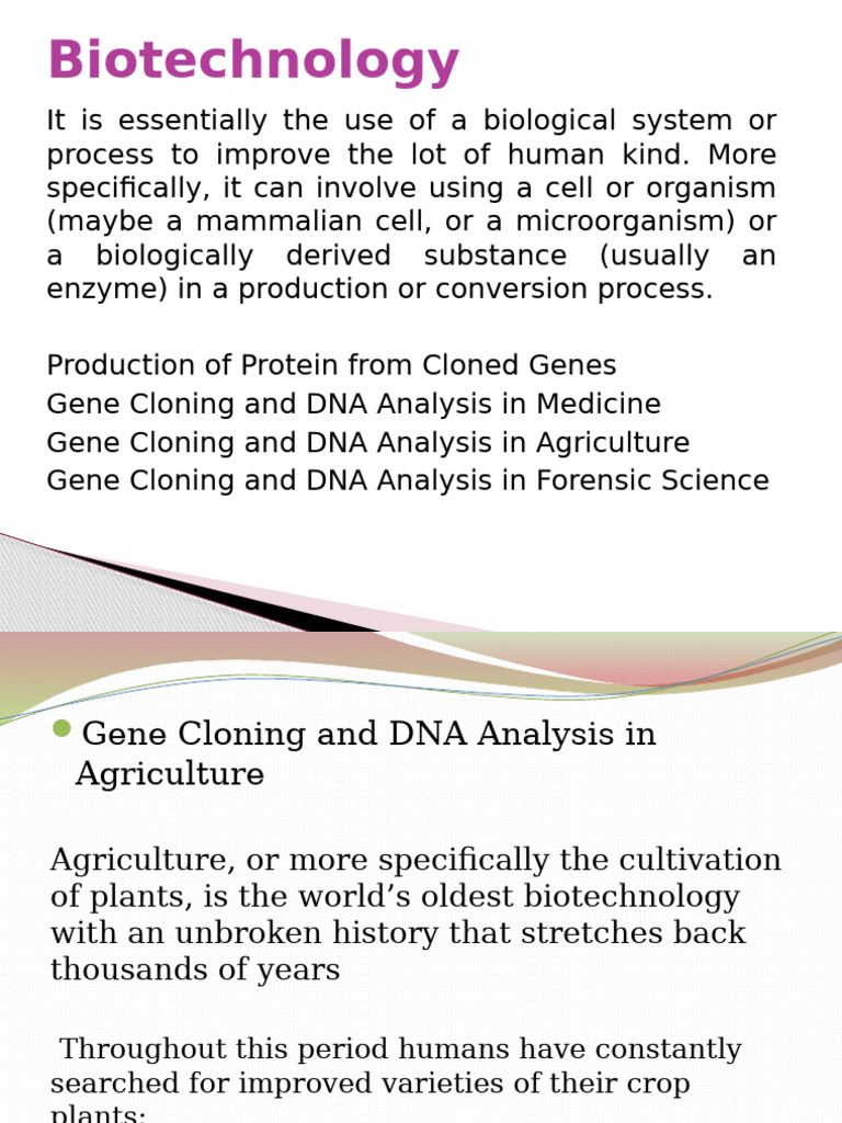 History of Gene Cloning in Agriculture | PDF | Molecular Cloning ...