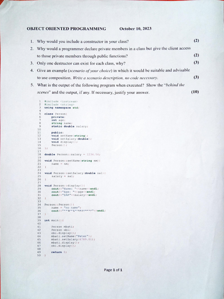 MCOA012 OOP C++ Test 3 | PDF
