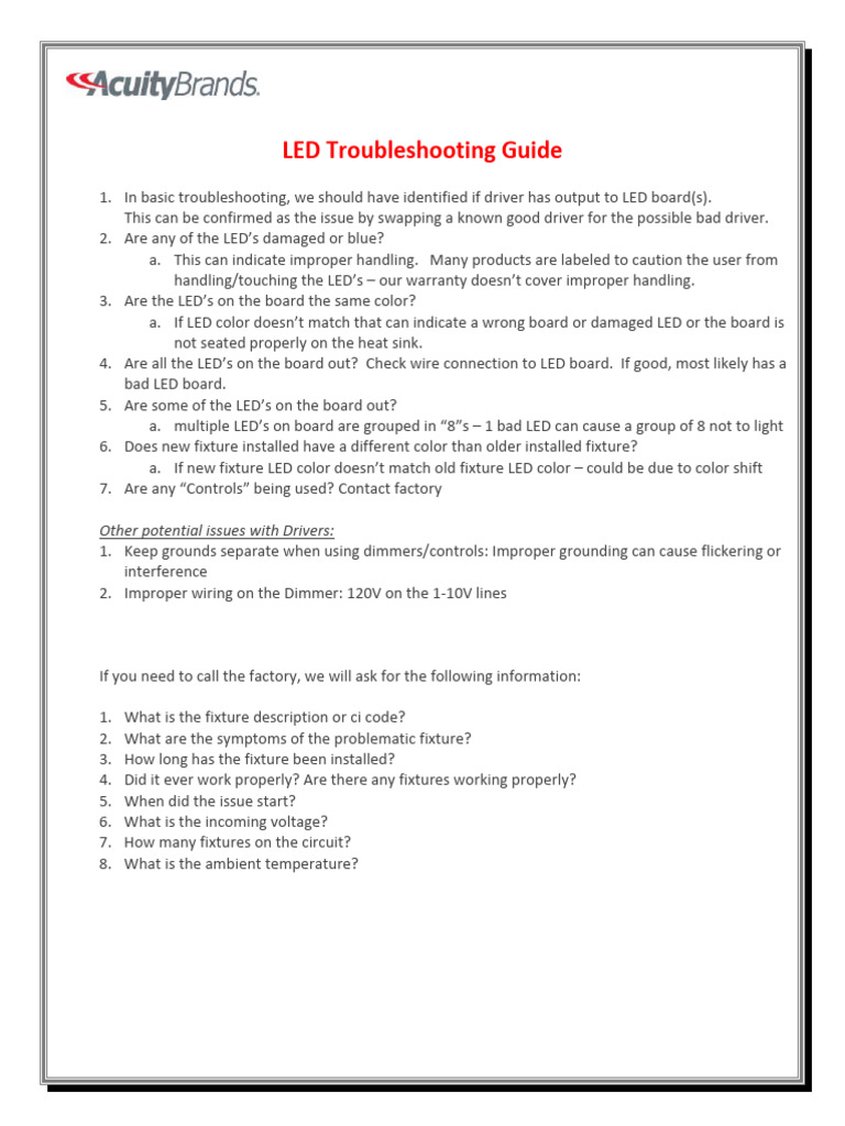 LED Troubleshooting Guide | PDF