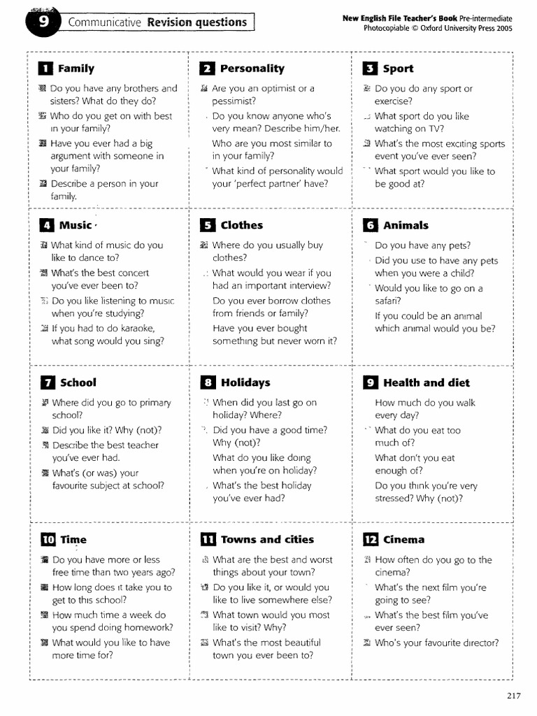 Questions - Pre Intermediate | PDF