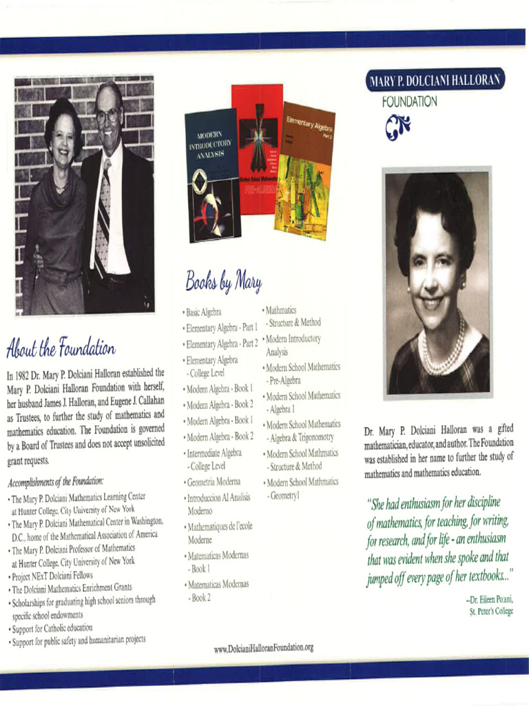 Dolciani Halloran Foundation Brochure | PDF