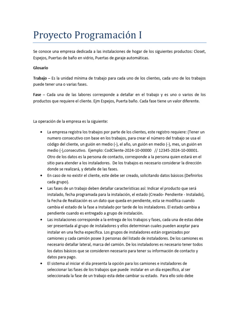 2024 Proyecto Programación I Instalaciones Pdf Programación De