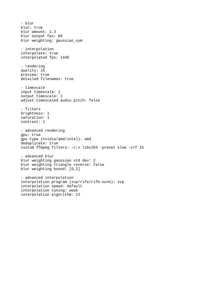 Advanced Blur and Interpolation Configs | PDF