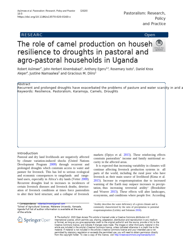 The Role of Camel Production On Household Resilien282 | PDF | Ordinary ...