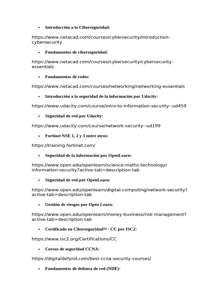 Cursos gratis de Introducción a la Ciberseguridad | PDF | Secure Communication | Security ...