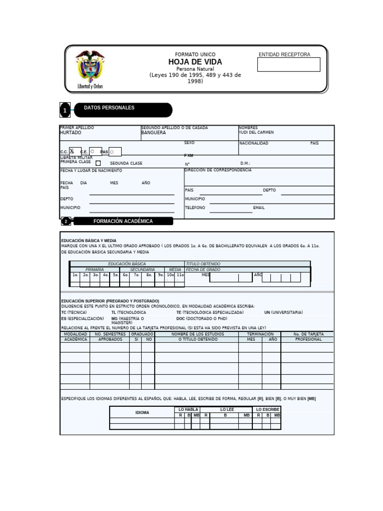 Formato Hoja De Vida Funcion Publica 3 Pdf