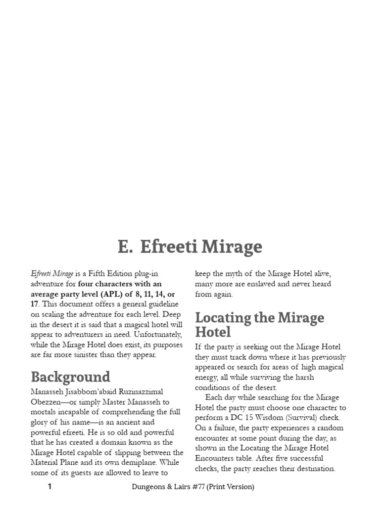 DMDave - Dungeons & Lairs 77 - Efreeti Mirage - Print Version | PDF