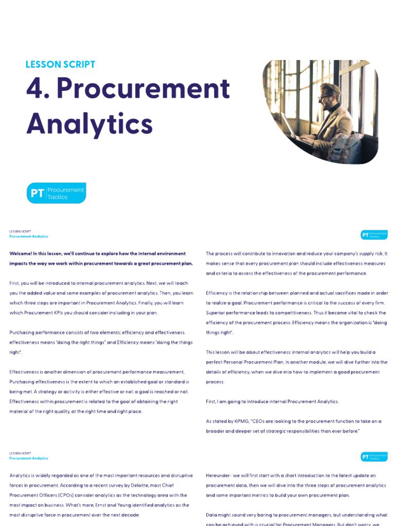 1.4 Procurement Analytics | PDF | Procurement | Performance Indicator