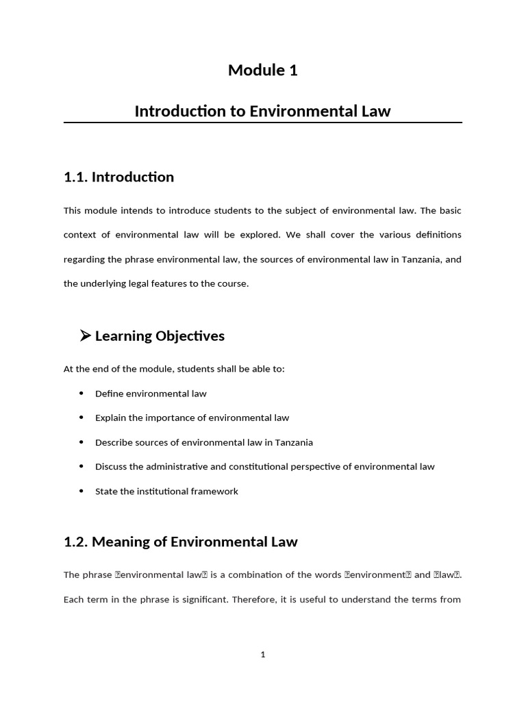 Environmental Law Module1 | PDF | Environmental Law | Common Law