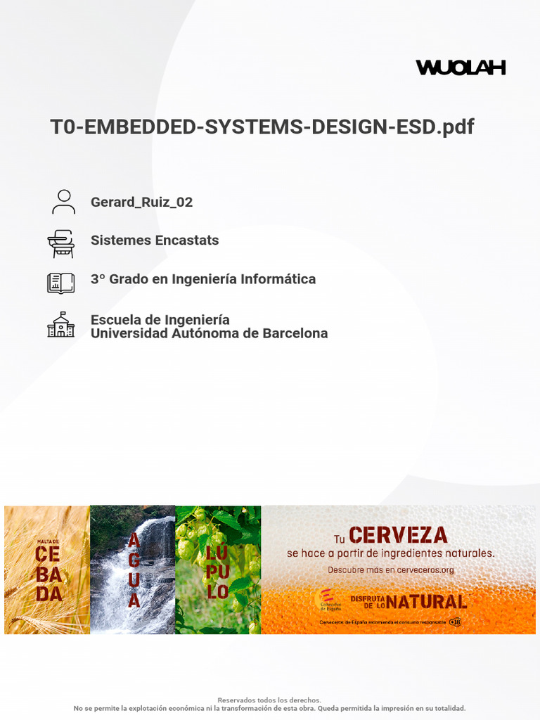 Wuolah Free T0 EMBEDDED SYSTEMS DESIGN ESD | PDF
