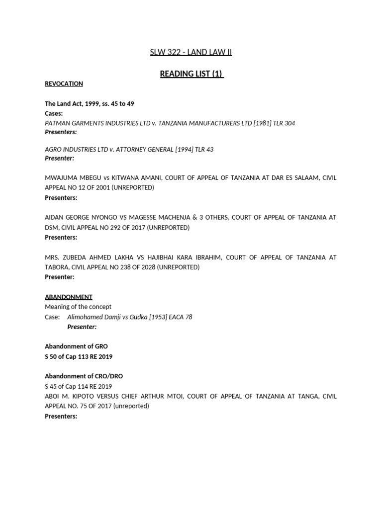 Reading List 1 Revocation, Abandonment & Acquisation | PDF