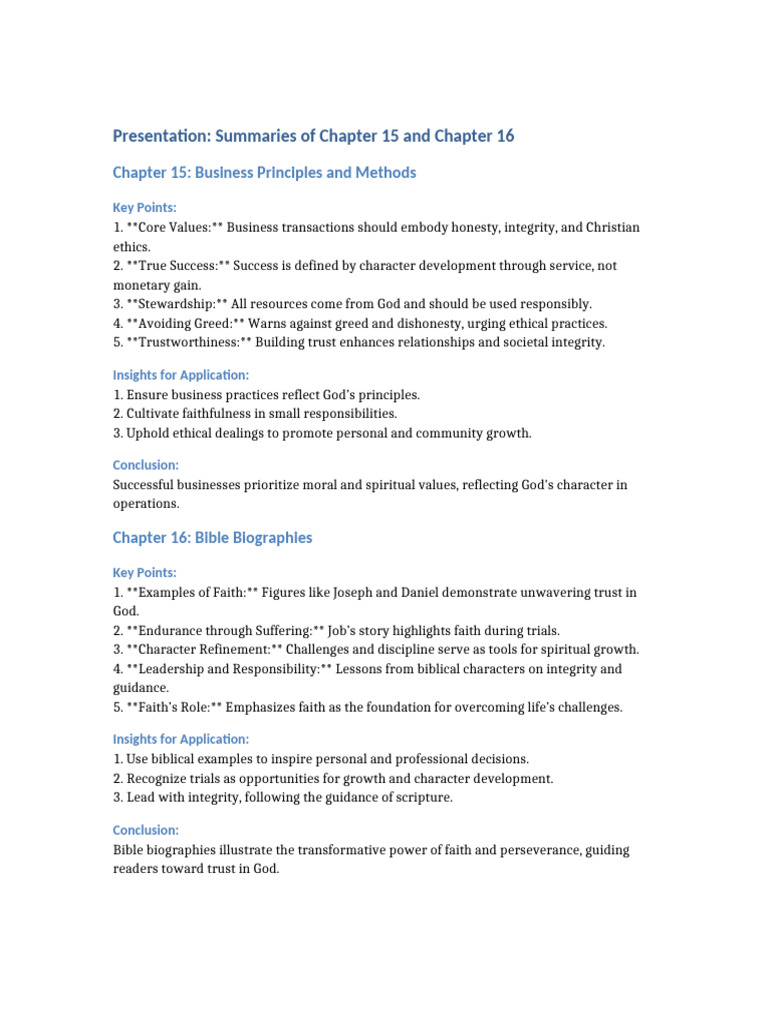 Presentation Chapter 15 16 Summaries | PDF