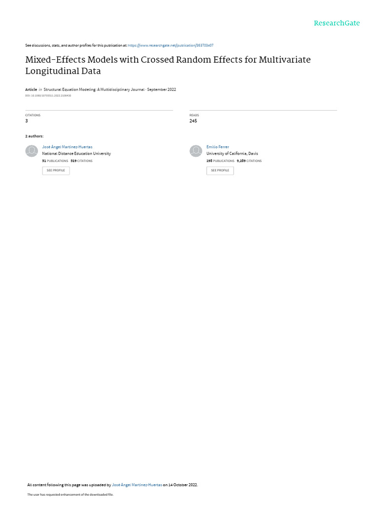 Mixed-Effects Models for Longitudinal Data | PDF | Variance | Random Effects Model