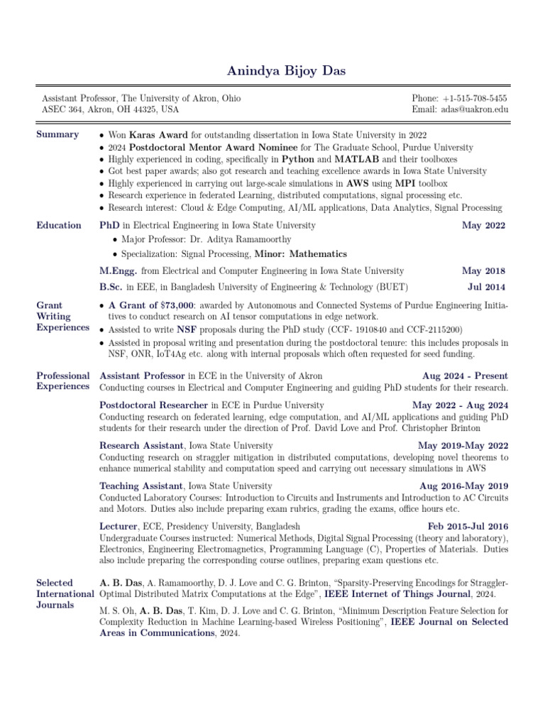 Anindya_Bijoy_Das_CV+(updated) | PDF | Matrix (Mathematics) | Machine Learning