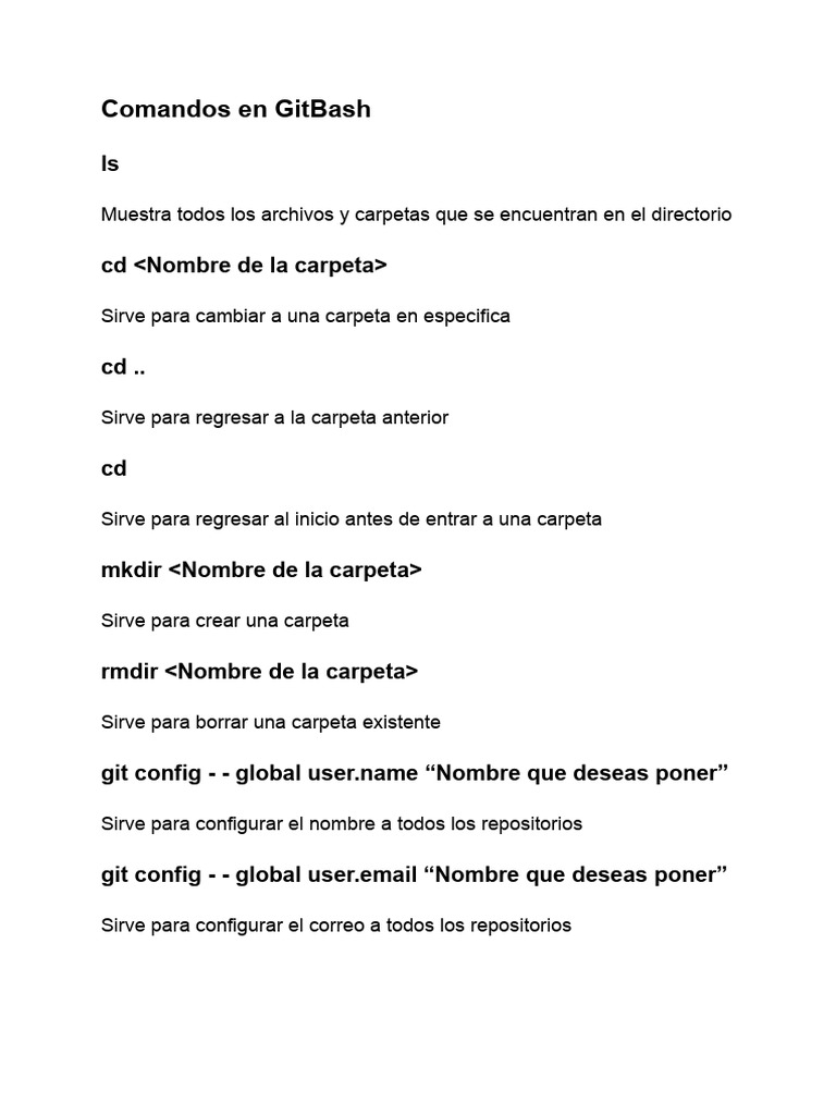 Comandos GitBash | PDF
