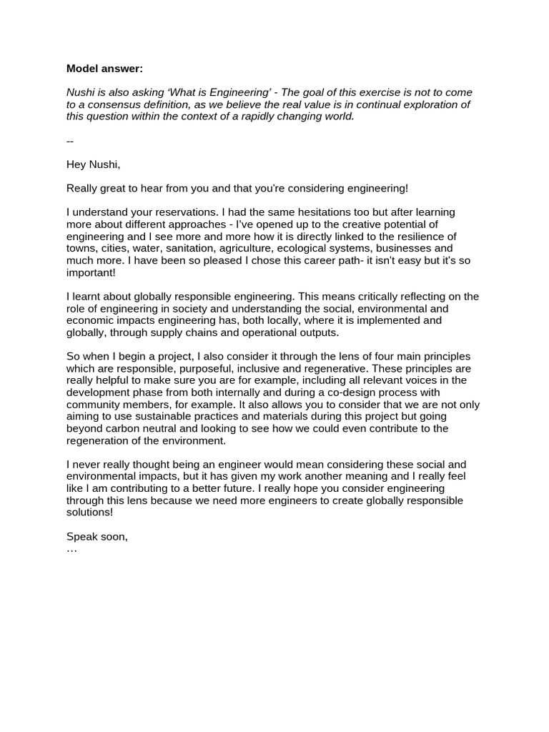 Task 1 - Model - Answer - Email Text | PDF