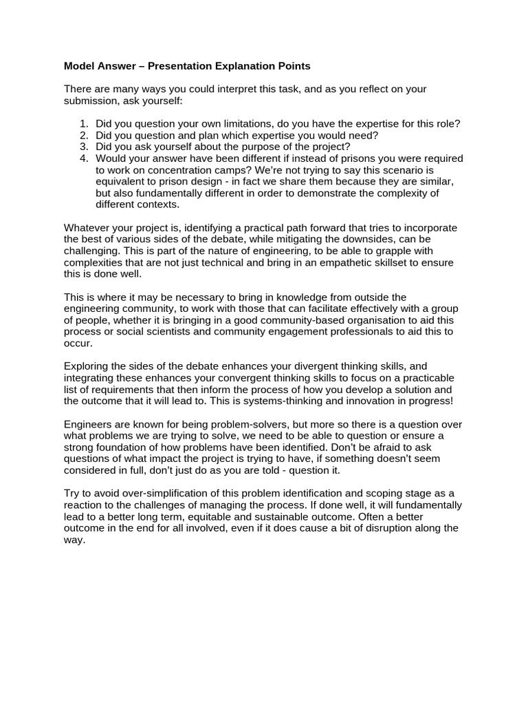 Task 3 - Model_Answer - Presentation Points | PDF | Thought | Cognitive ...