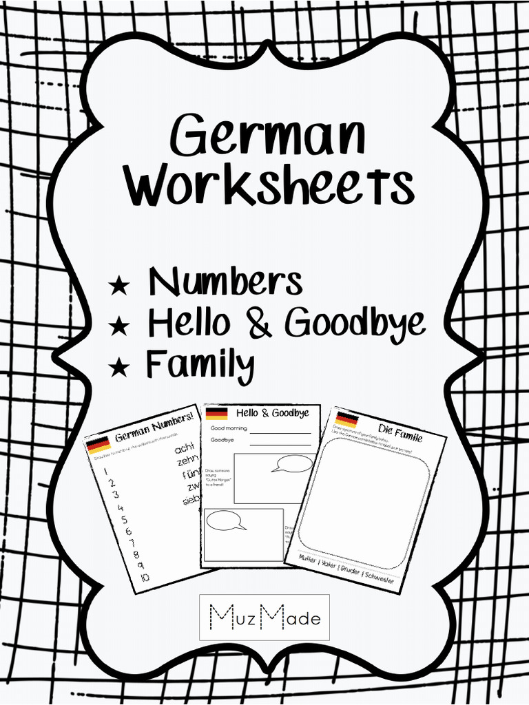 German Worksheets: Numbers Hello & Goodbye Family | PDF