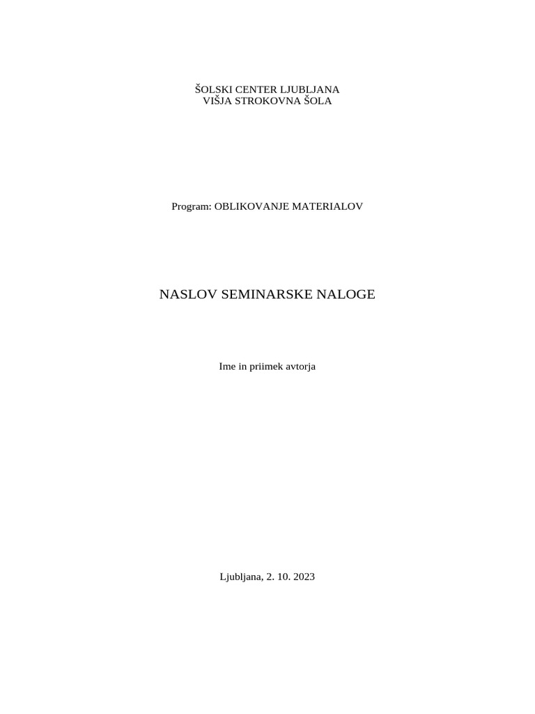 Struktura Seminarske Naloge PSV | PDF