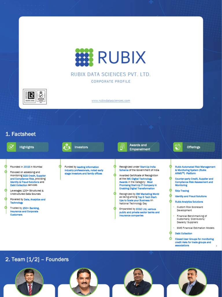 Rubix Data Sciences - Corporate Profile - New | PDF | Analytics | Credit Risk