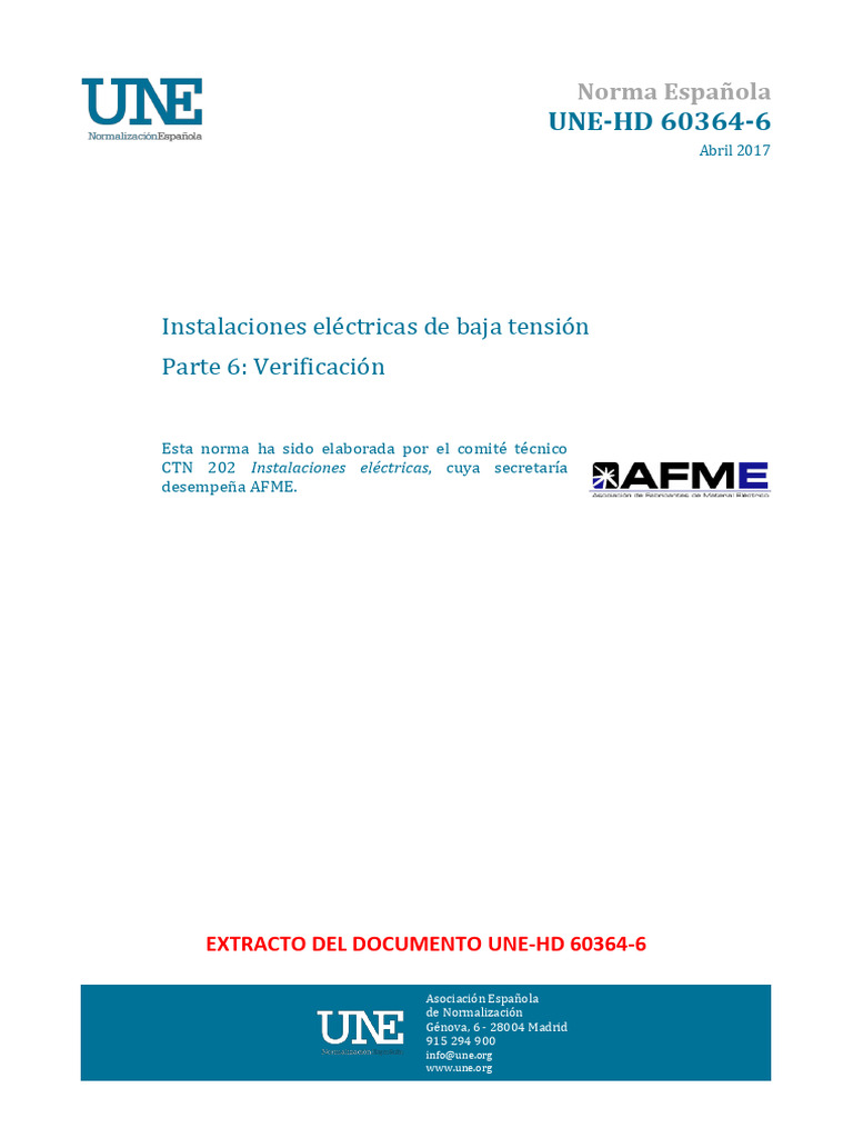(Ex) Une HD - 60364 6 2017 | PDF | Resistencia Eléctrica y Conductancia ...
