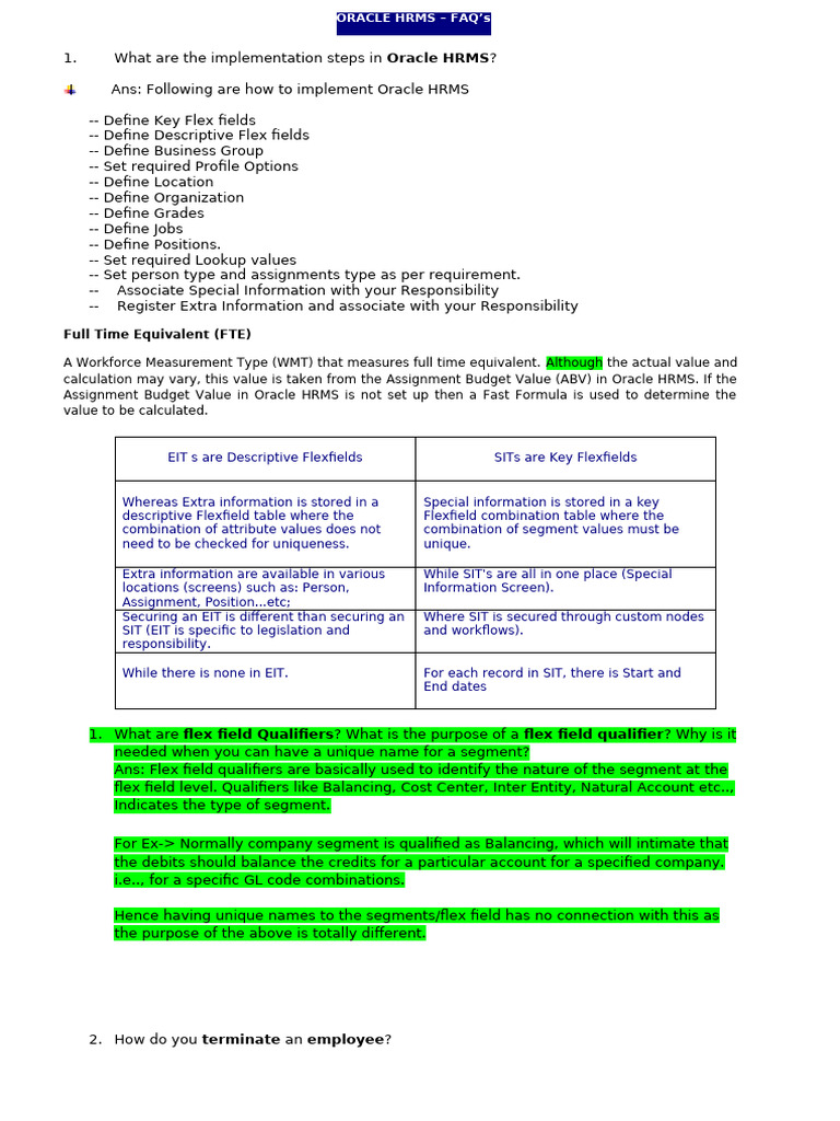FAQ's Oracle hrms | PDF | Employment | Payroll