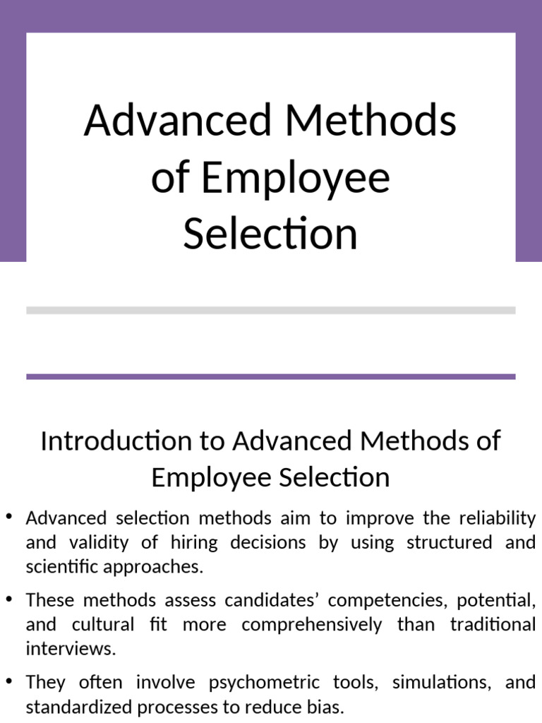 Advanced Employee Selection Techniques | PDF | Extraversion And ...