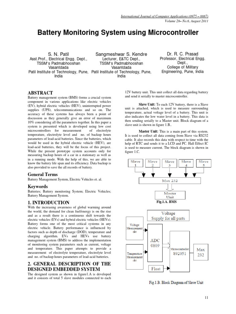 Battery_Monitoring_System_using_Microcon | PDF | Electric Vehicle | Hybrid Vehicle