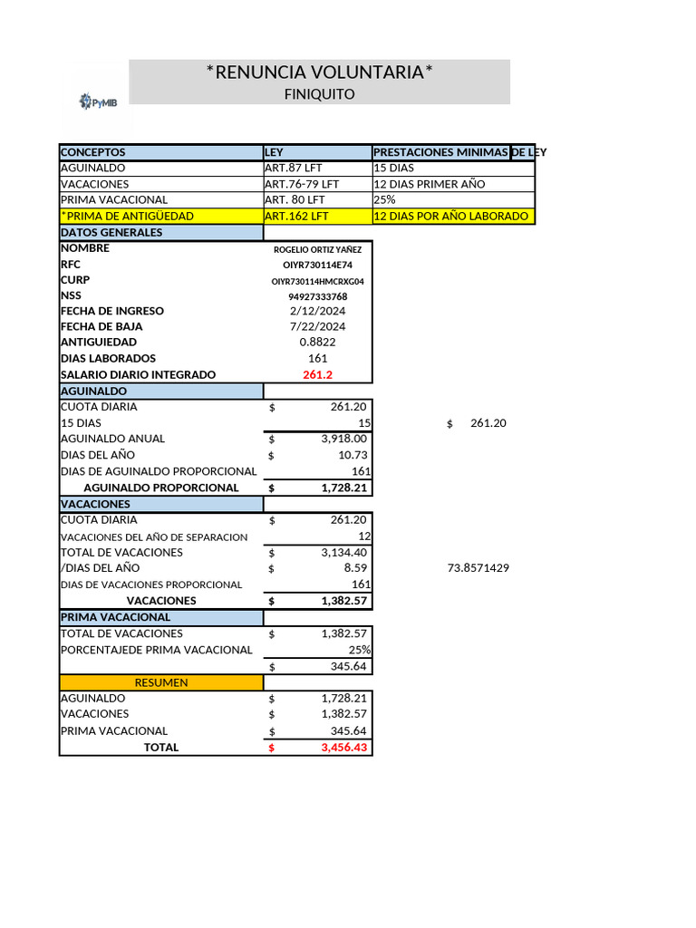 CALCULO DE FINIQUITO | PDF CALCULO DE FINIQUITO | PDF