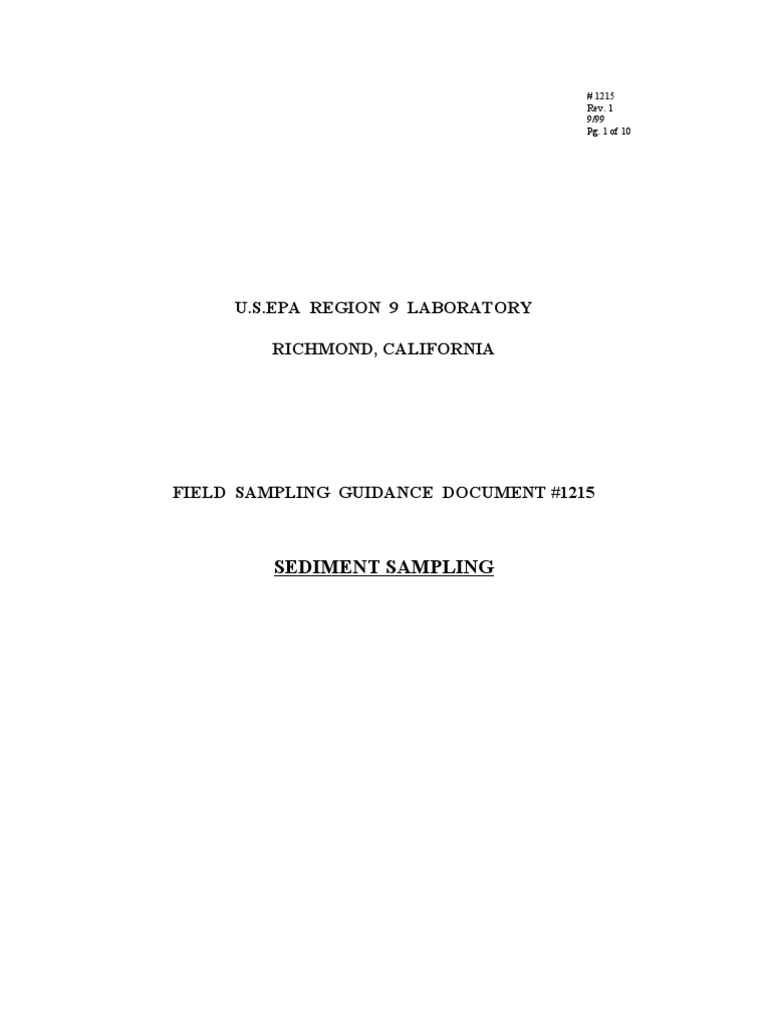 Sediment Sampling - US EPA | PDF | Dredging | Quality Assurance