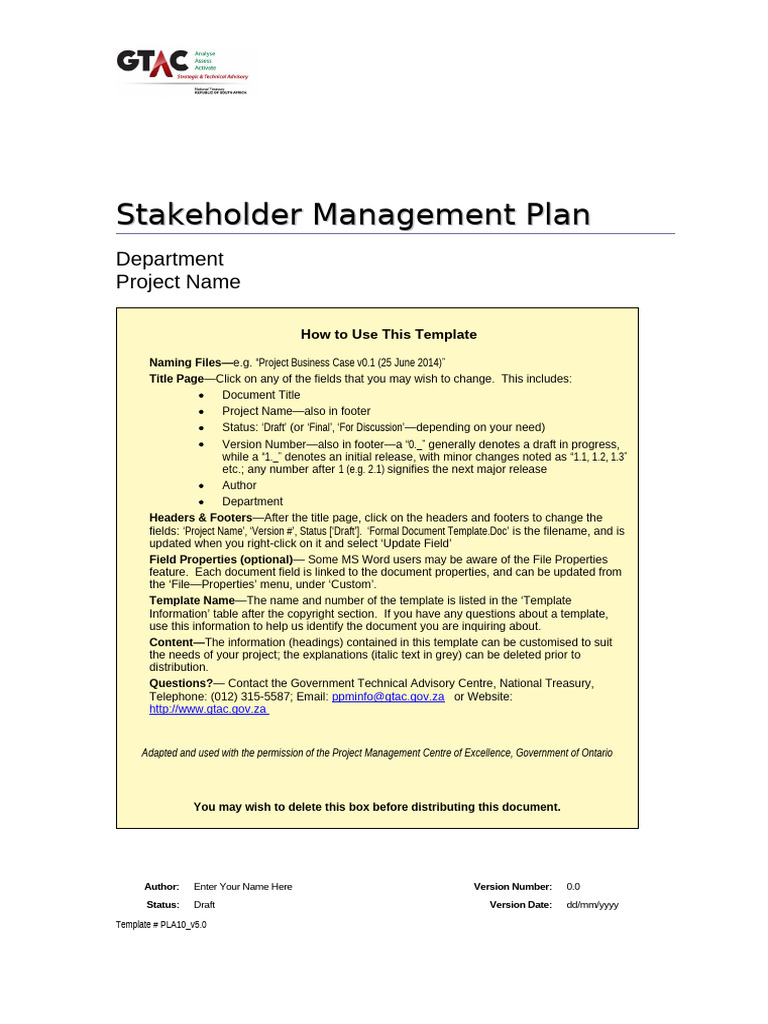 Stakeholder Management Plan | PDF | Microsoft Word | Email Address