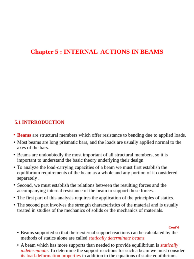 Chapter Five (Internal Actions in Beams) | PDF | Beam (Structure) | Bending