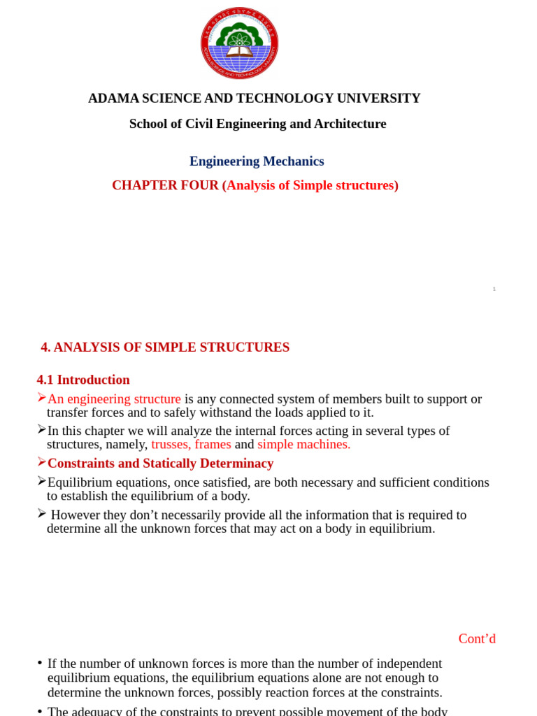 Chapter Four (Engineering Structures) | PDF | Truss | Force