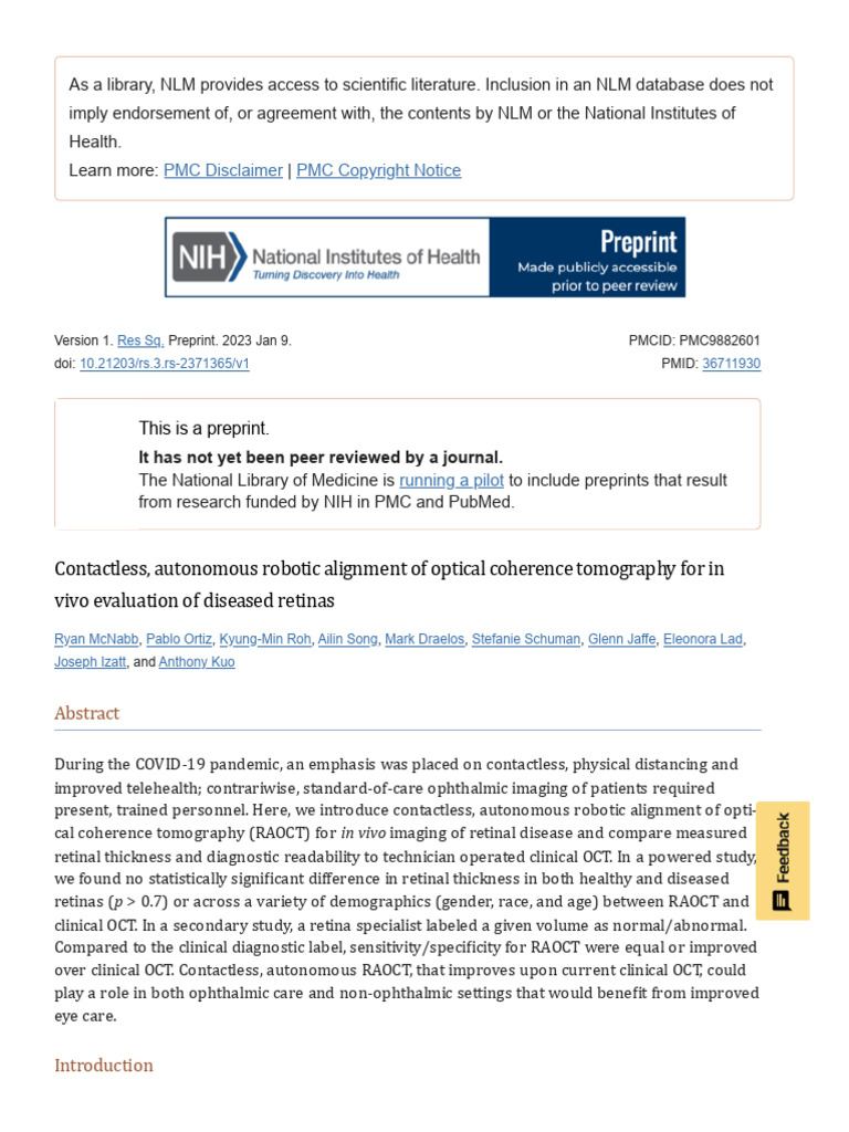 2023 - Contactless, Autonomous Robotic Alignment of Optical Coherence ...