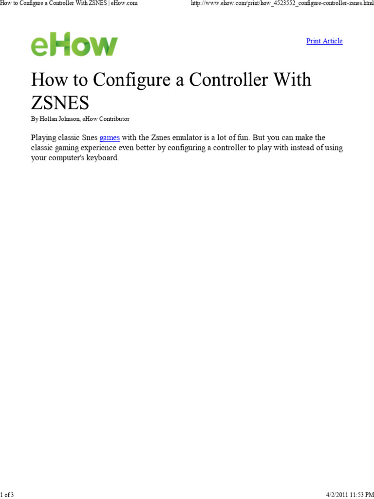 How to Configure a Controller With ZSNES _ eHow | PDF | Computer ...