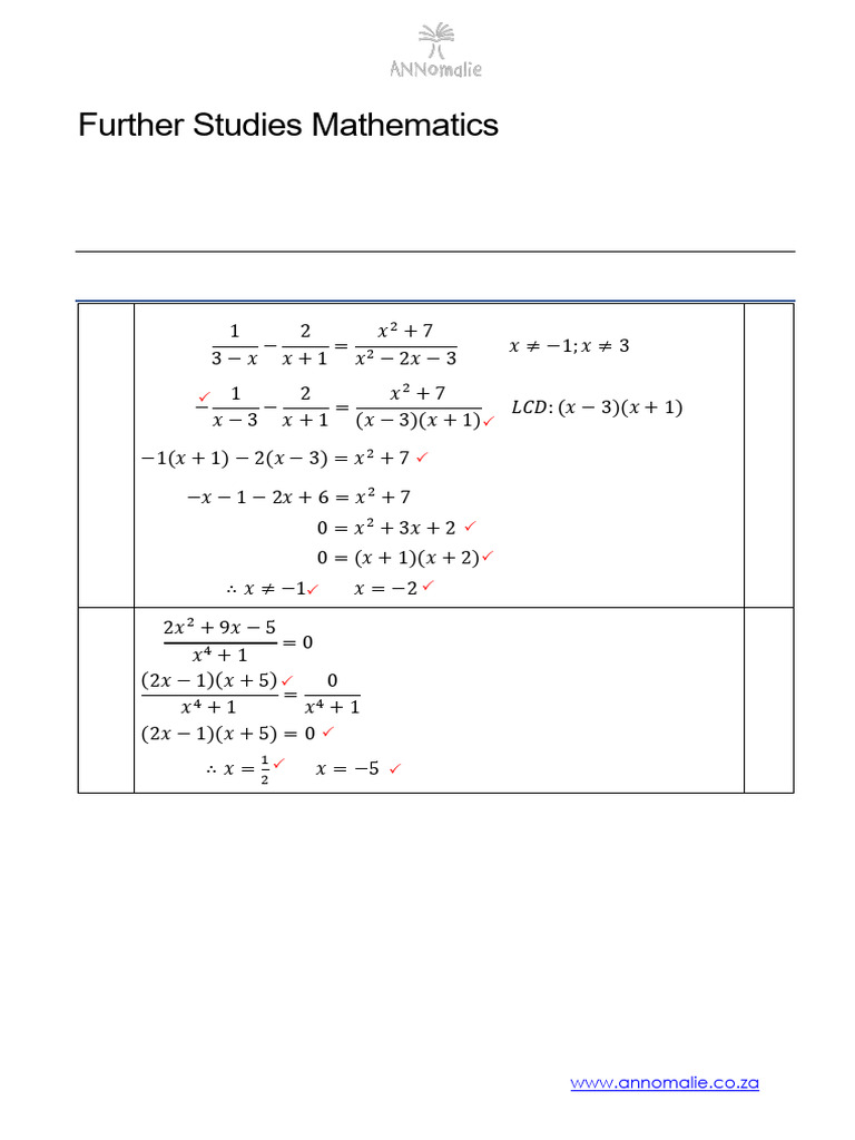 FS Maths GR 11 MidTerm 1 MEMO | PDF