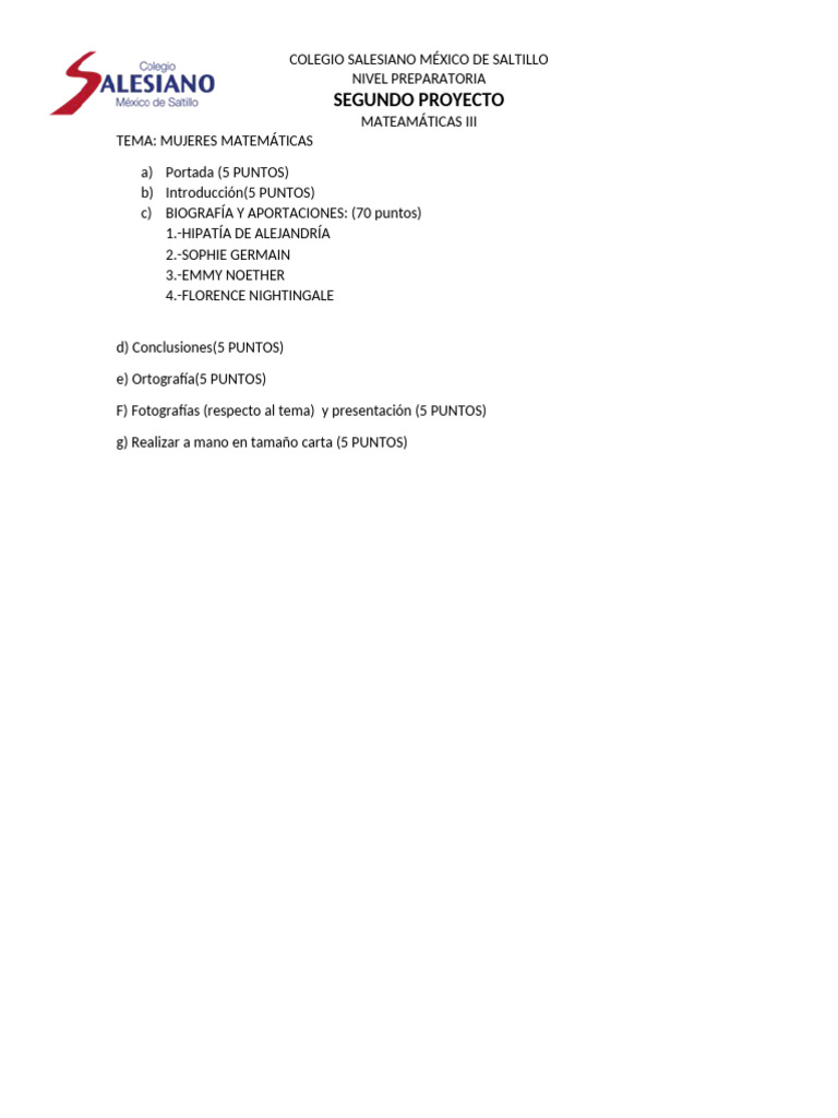 Segundo Proyecto Mate 3 Mujeres Matematicas | PDF