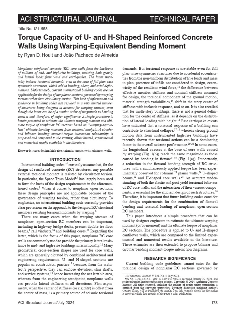 ACI Structural Journal Warping Equivalent Bending Moment 1729973815 ...
